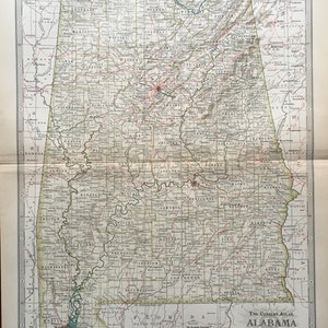 Antique Map Alabama, Century Atlas Map C. 1897 - Etsy