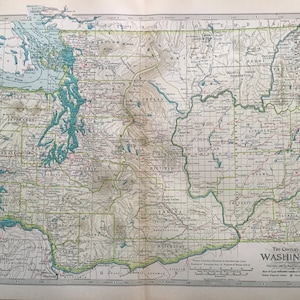 Antique Map Washington - Etsy