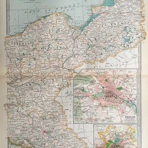 Antique Map German Empire, Eastern German Empire, 1897 Germany, Century ...