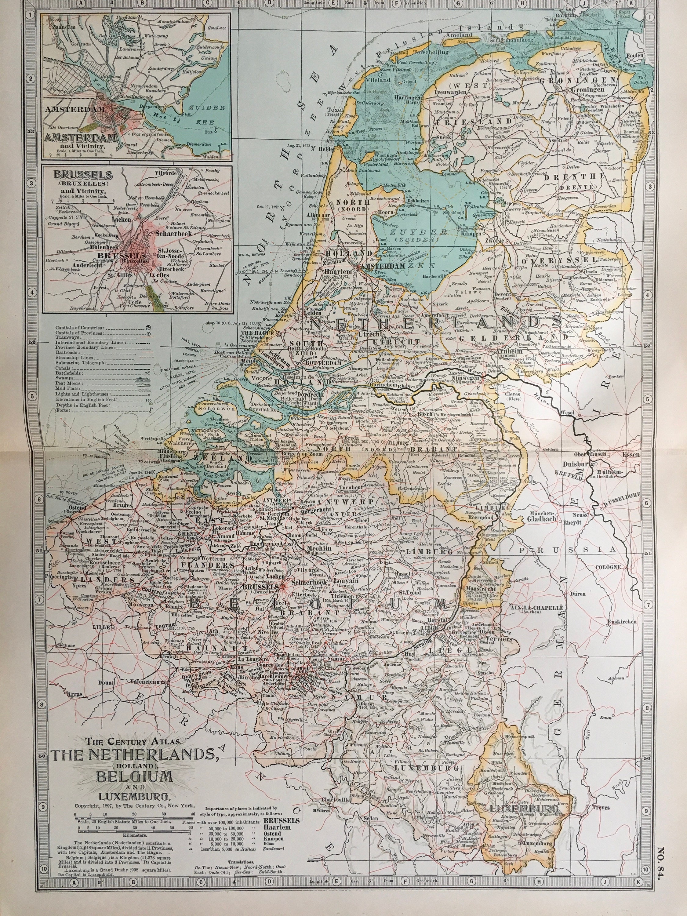 Antique Map Netherlands Antique Map Belgium - Etsy