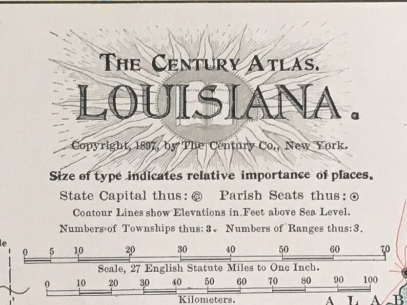 Antique Map Louisiana, 1897 Map New Orleans Map, Century Atlas - Etsy
