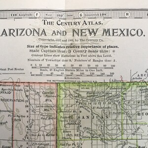Antique Map Arizona and New Mexico, 1800s Map Century Atlas - Etsy