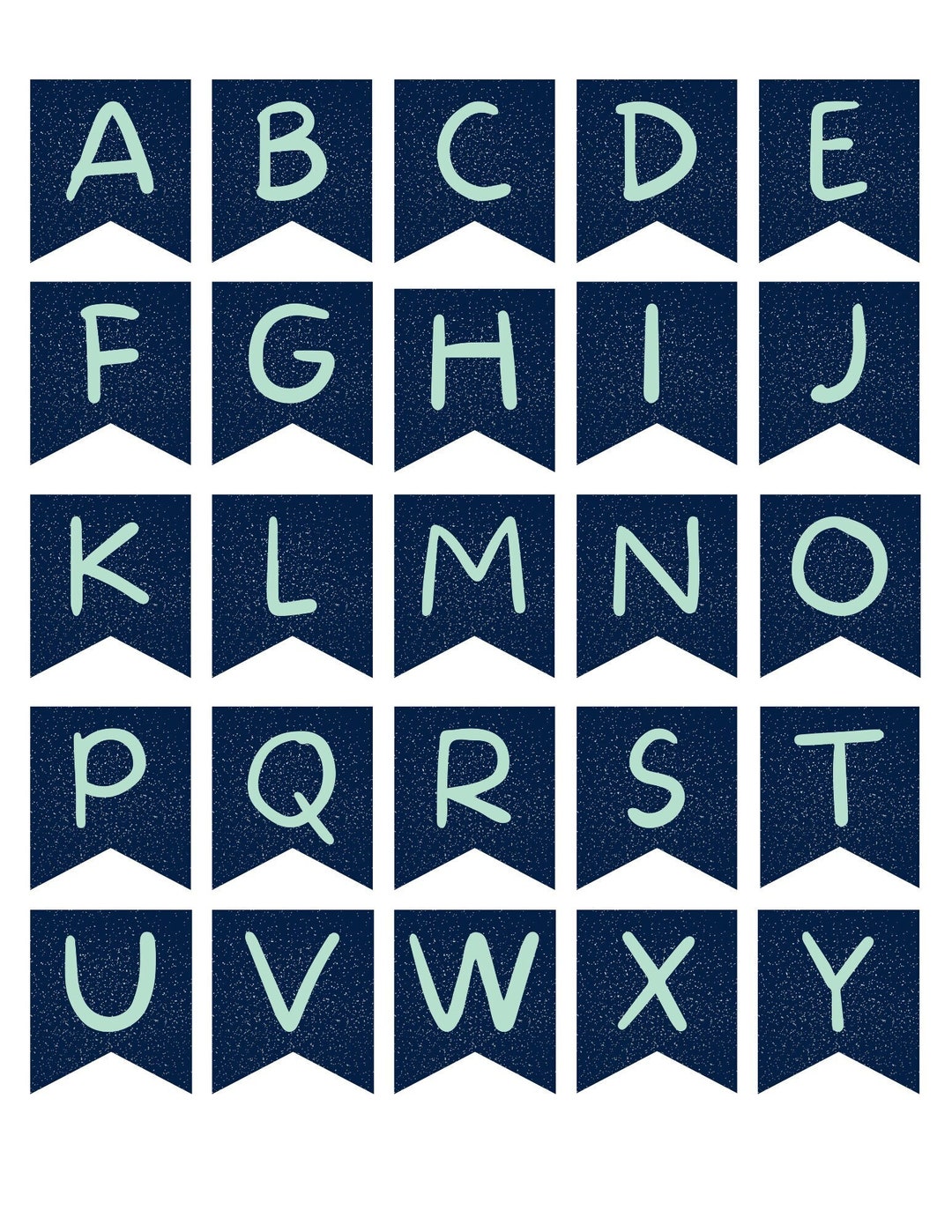 Mint Navy Printable Letters & Numbers Banner digital Download - Etsy