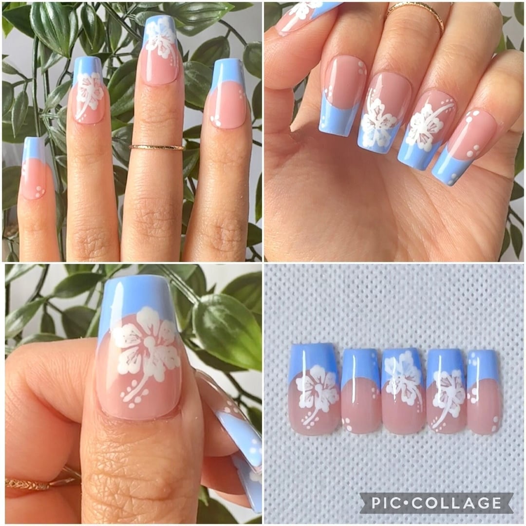 Tropical Hibiscus Flower Nail Design - Etsy