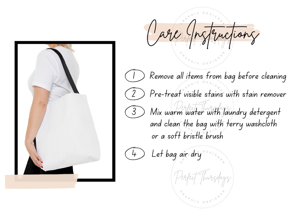 AOP Tote Bag Size Chart Care Instructions and Key Features Mockup, AOP Tote Bag Size Guide ...