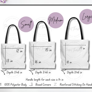 Minimalistic Theme Tote Bag Size Chart Care Instructions and Key Features Mockup, Minimalist ...