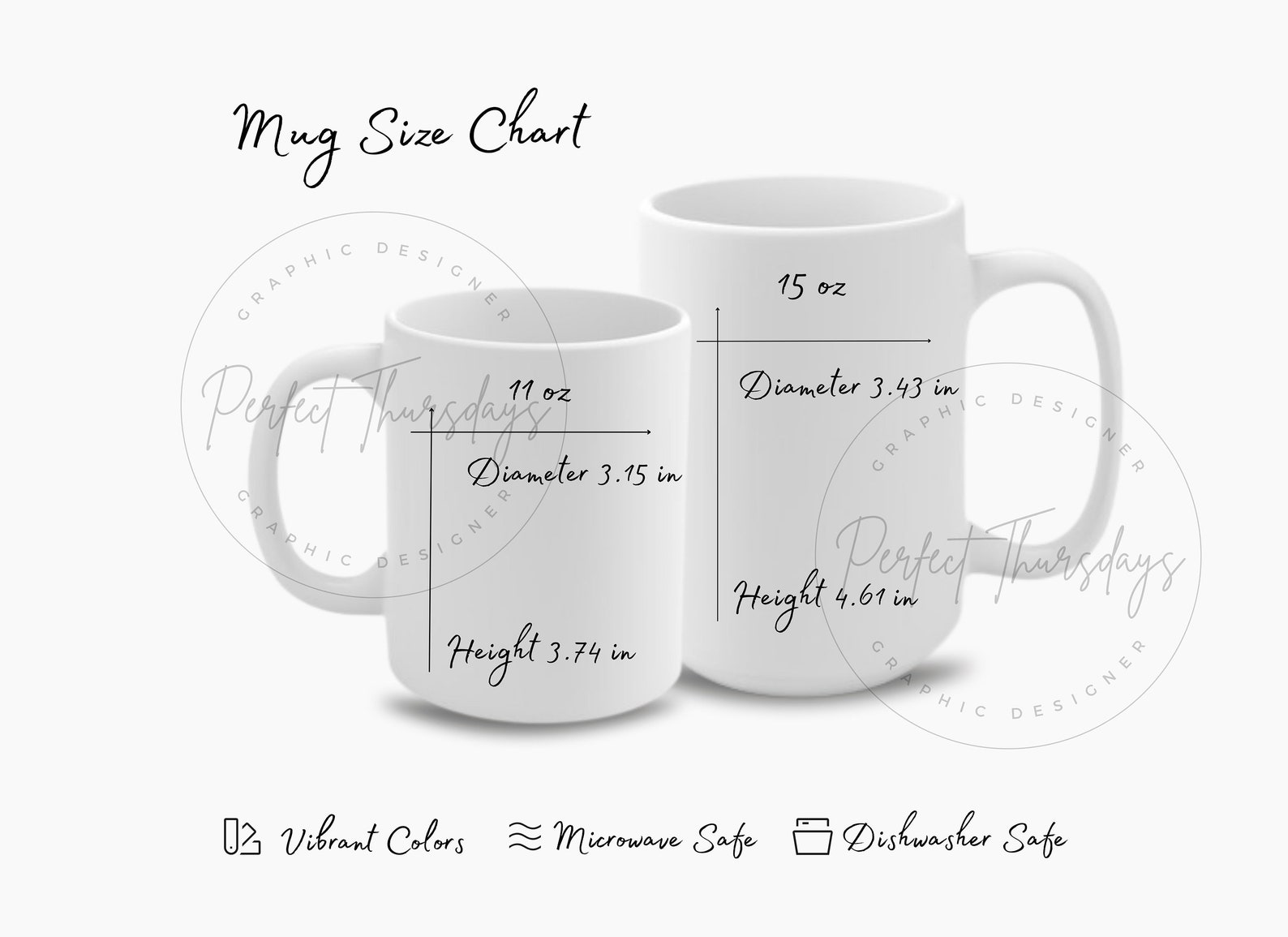 Mug Size Chart Template, Editable Mug Size Chart Template, Mug Product ...