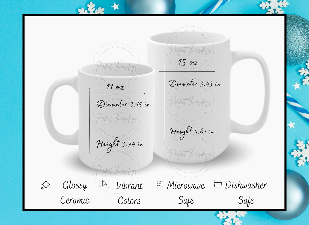 Mug Size Chart Care Instructions and Key Features Mockup, Christmas ...