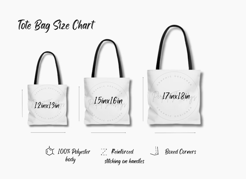 Editable Tote Bag Size Chart Template, AOP Tote Bag Size Chart Template ...