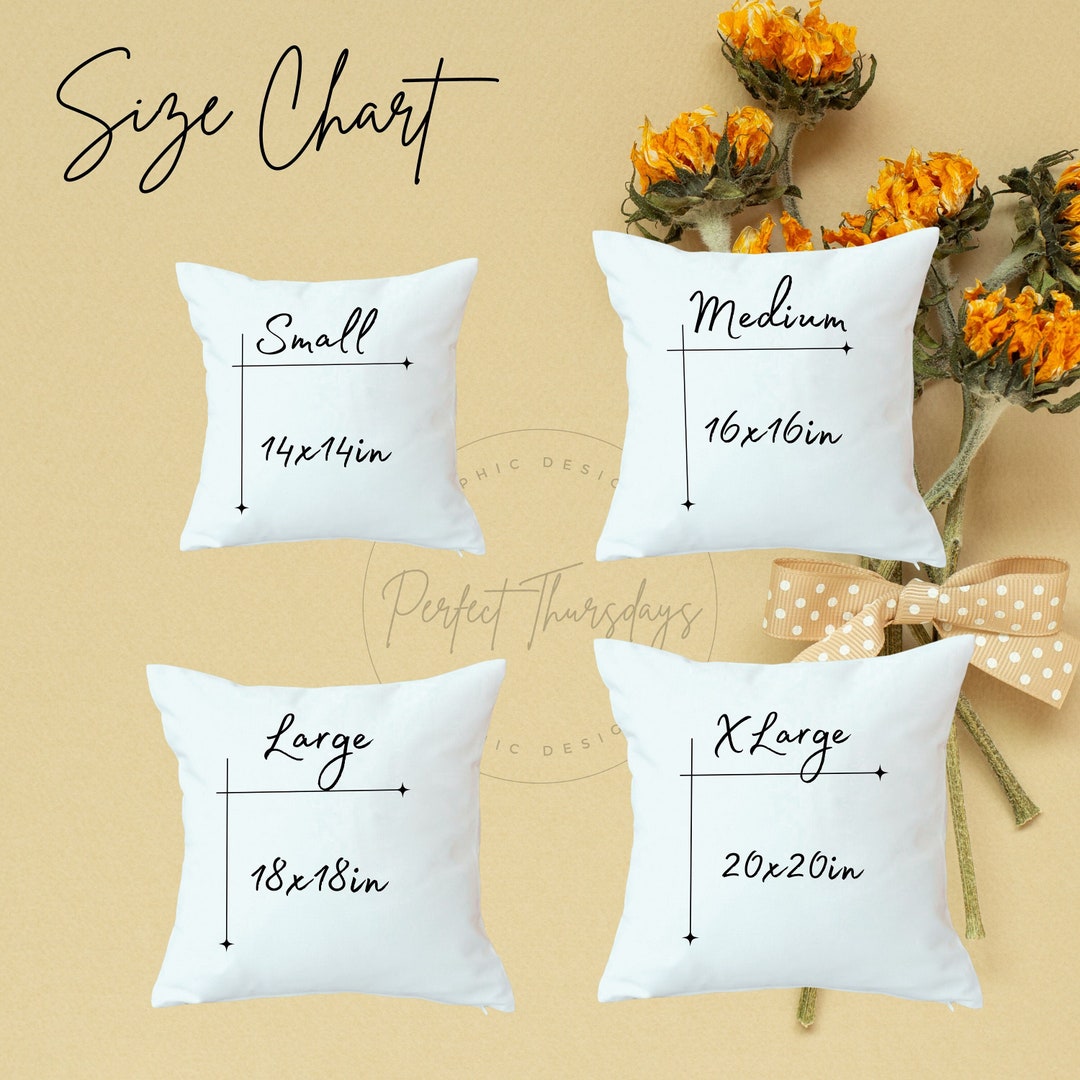 Throw Pillow Size Chart Key Features and Care Instructions Mockup, Throw Pillow Listing Add Ons ...