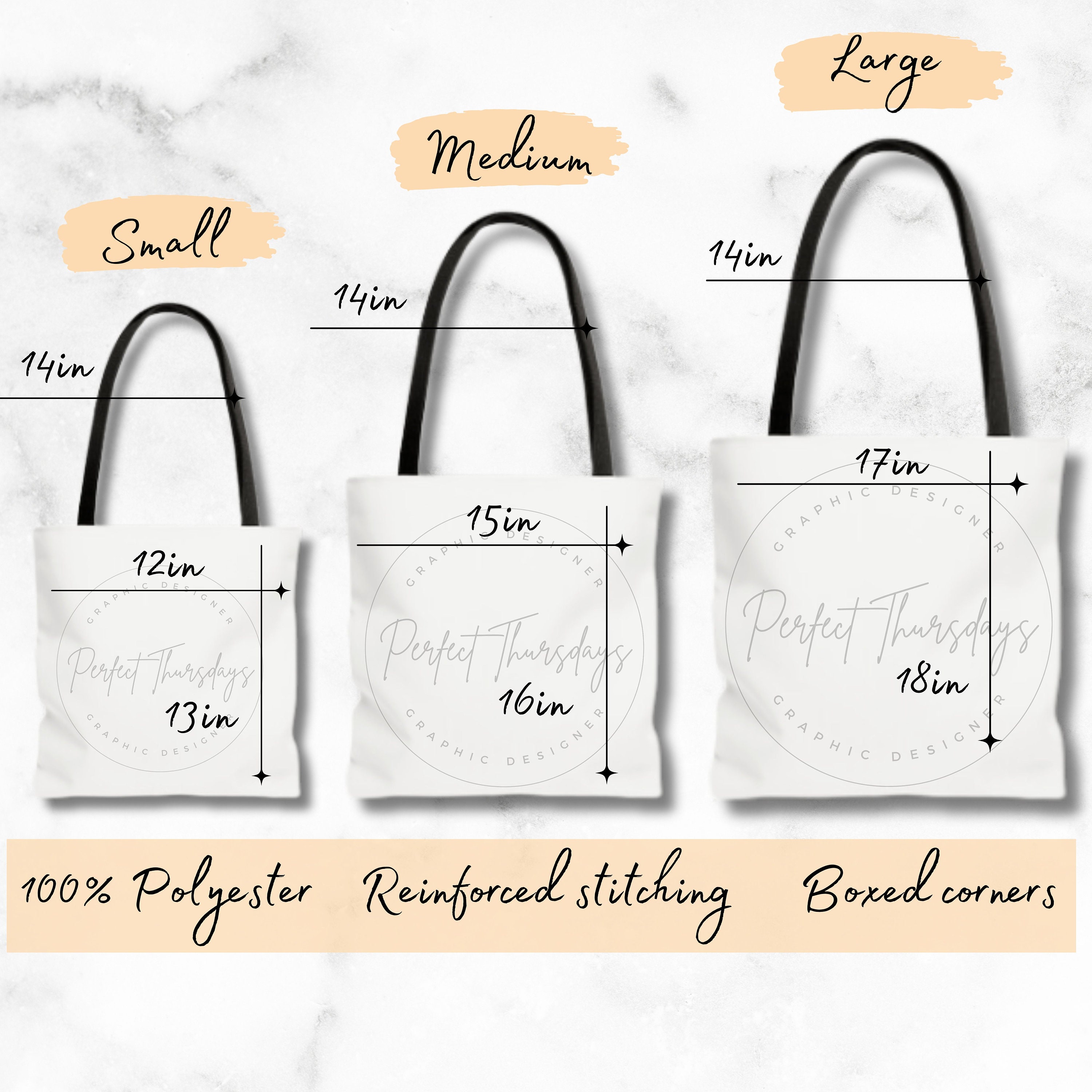 Tote Bag Size Chart, Natural Canvas Bag Size Chart, Tote Bag Mockup Canvas Bag Mockup, 5 ...