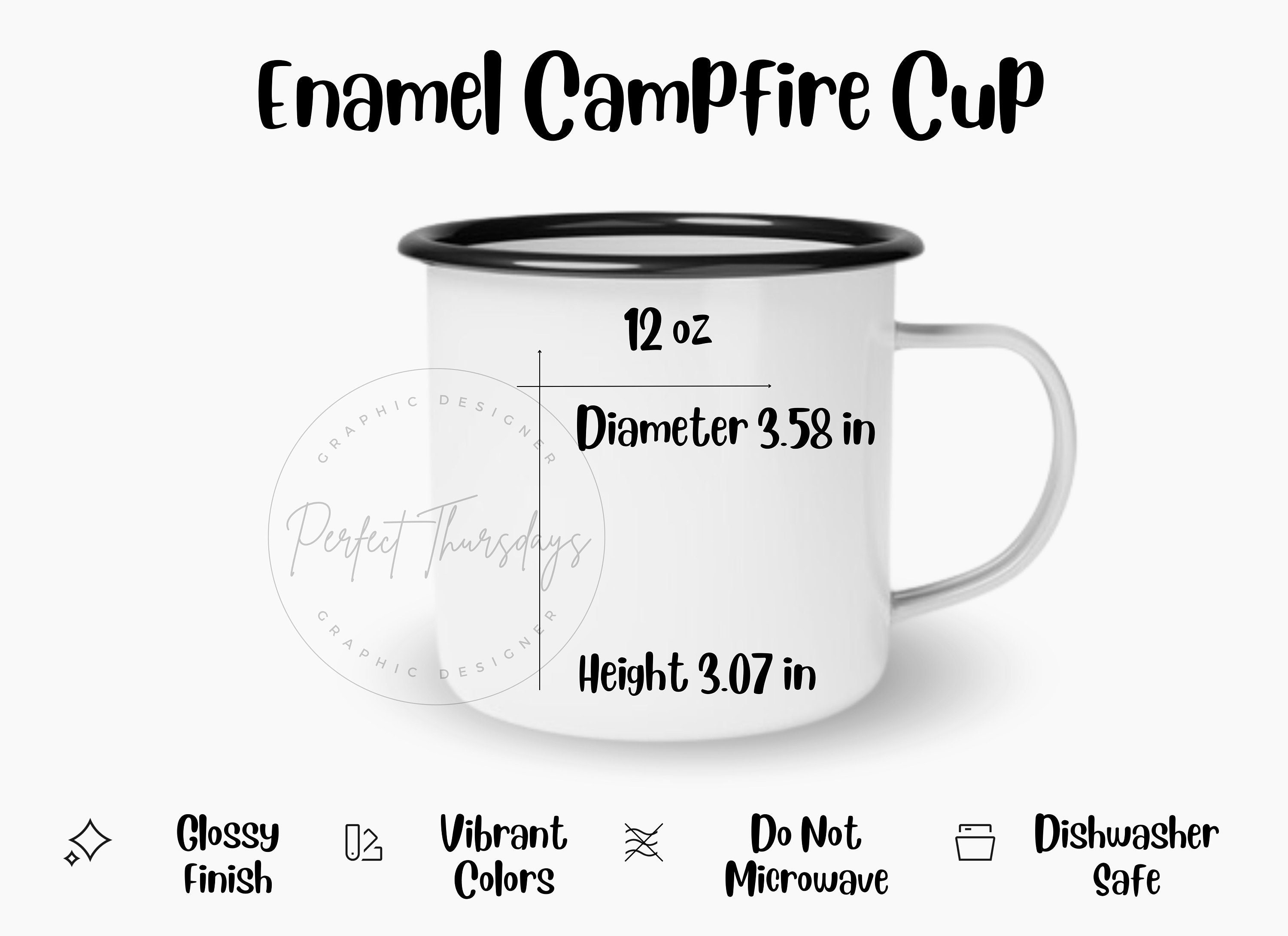 Enamel Camping Mug Size Chart Template, Enamel Campfire Cup Size Chart Editable Template, 2 ...