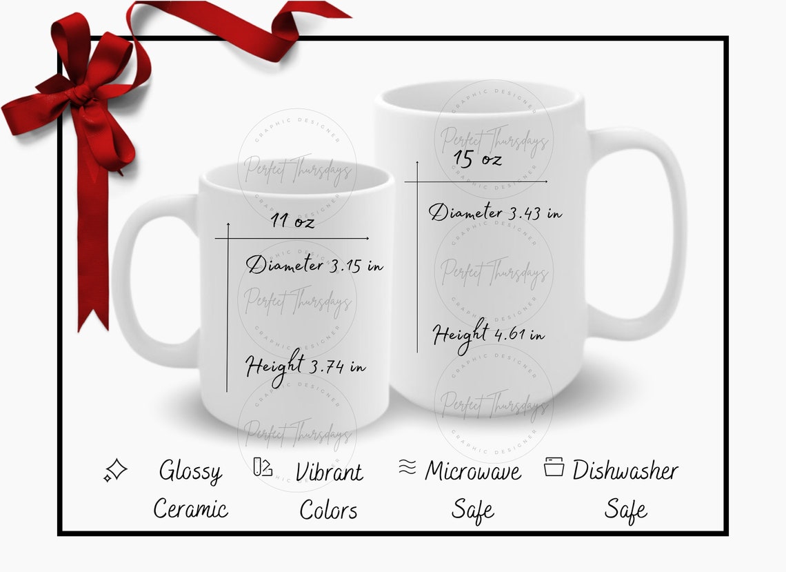 Mug Size Chart Care Instructions and Key Features Mockup - Etsy