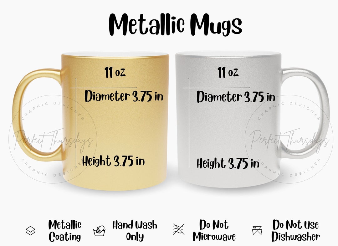 Metallic Mug Size Chart Template, Silver and Gold Metallic Mug Size ...