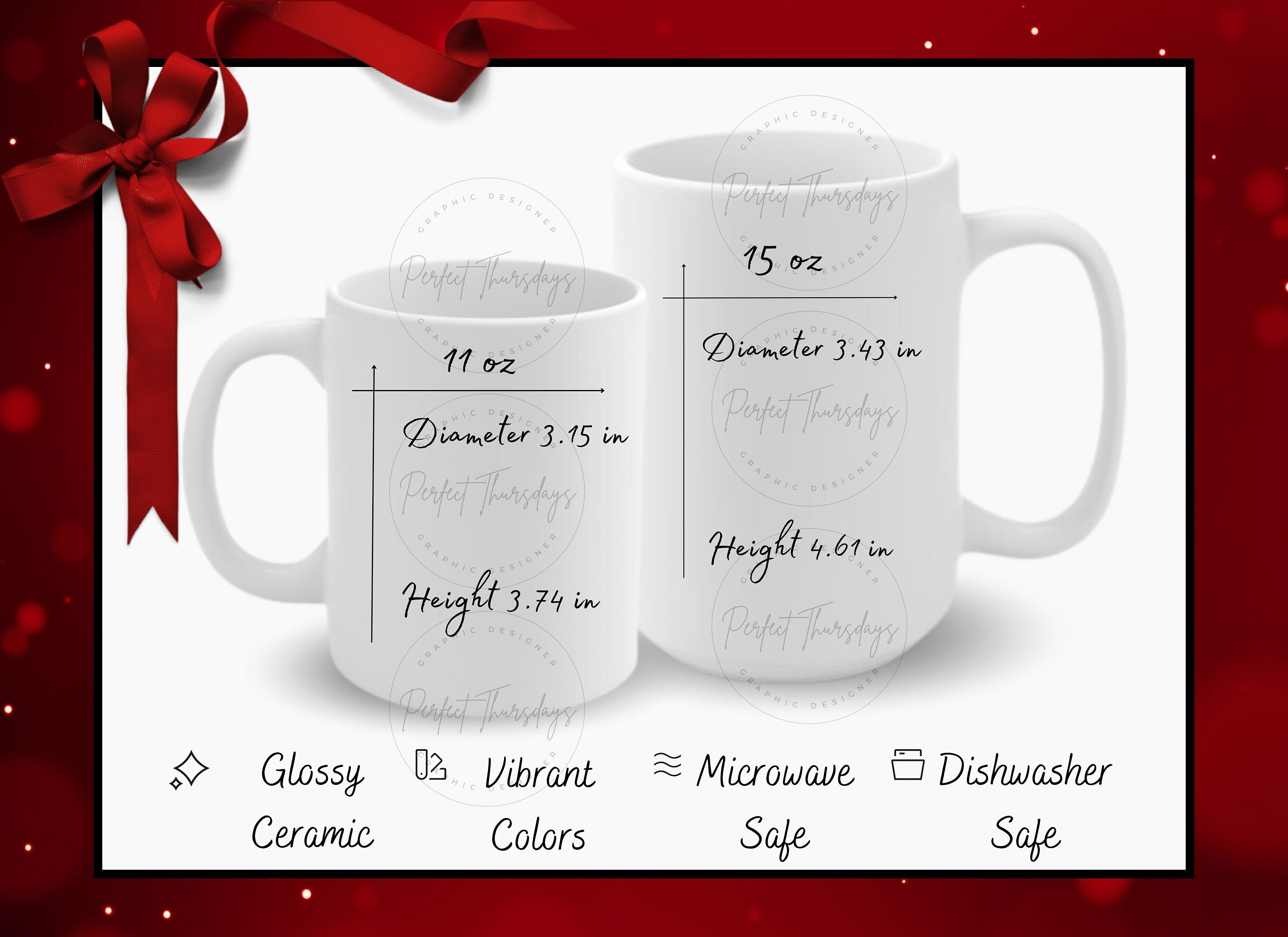 Mug Size Chart Care Instructions and Key Features Mockup, Christmas ...