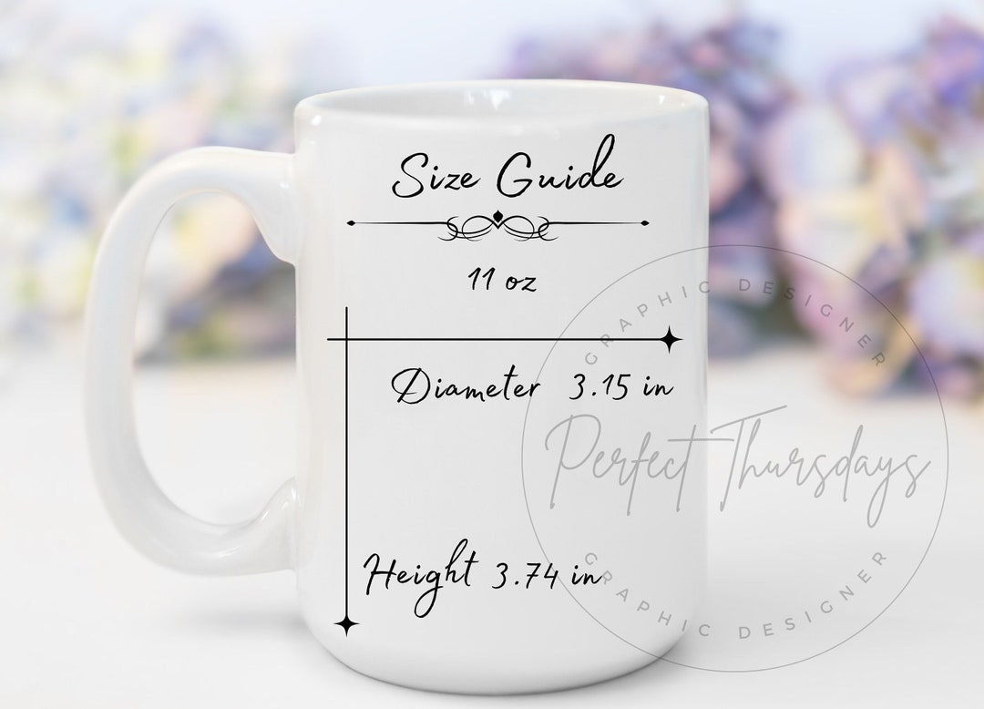11oz Ceramic Mug Product Size Chart Mockup, Mug Listing Add On, Mug ...