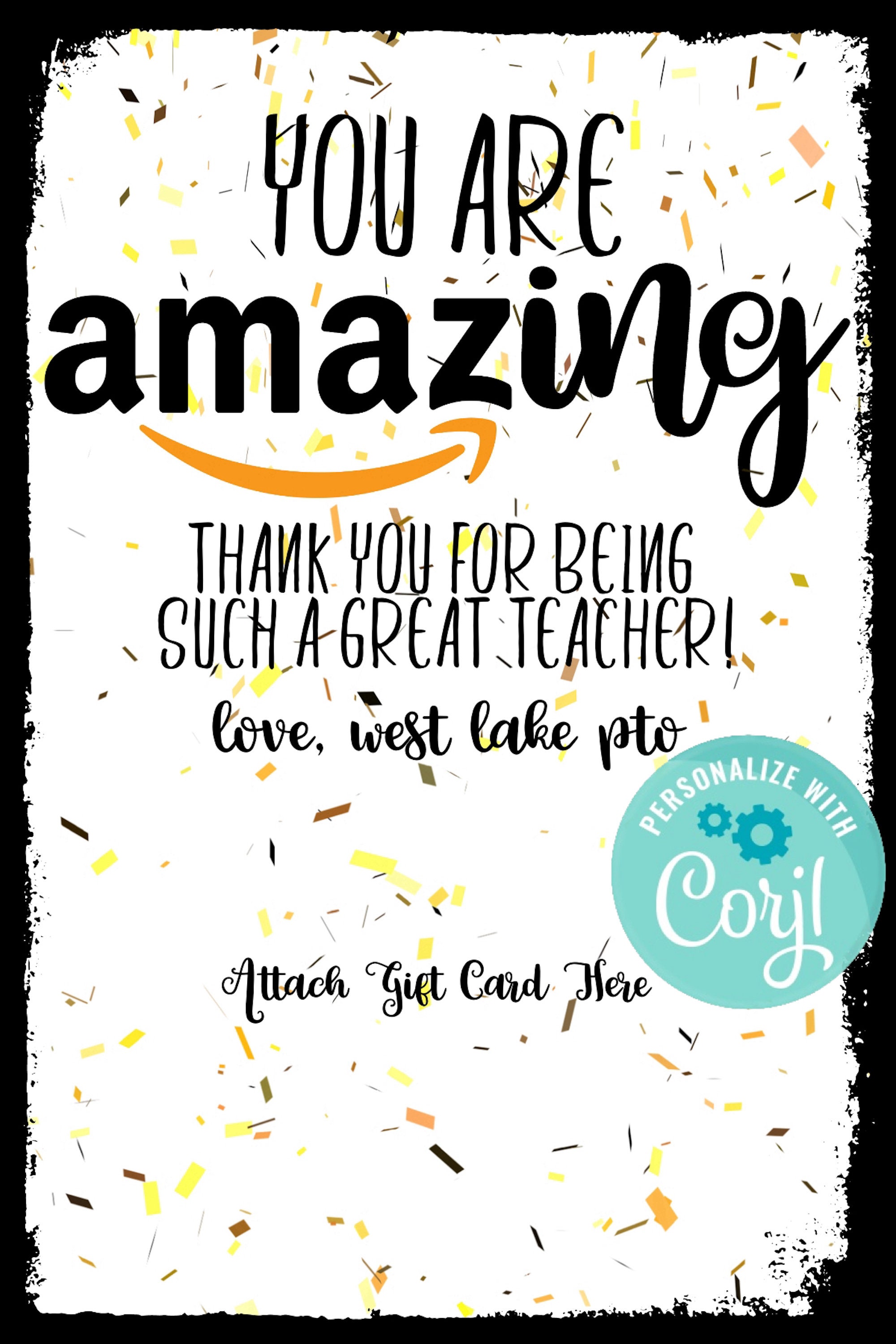 Instant Download Editable Amazon Gift Card Holder Template for Teacher ...