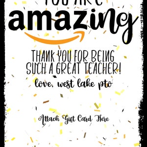 Instant Download Editable Amazon Gift Card Holder Template for Teacher ...