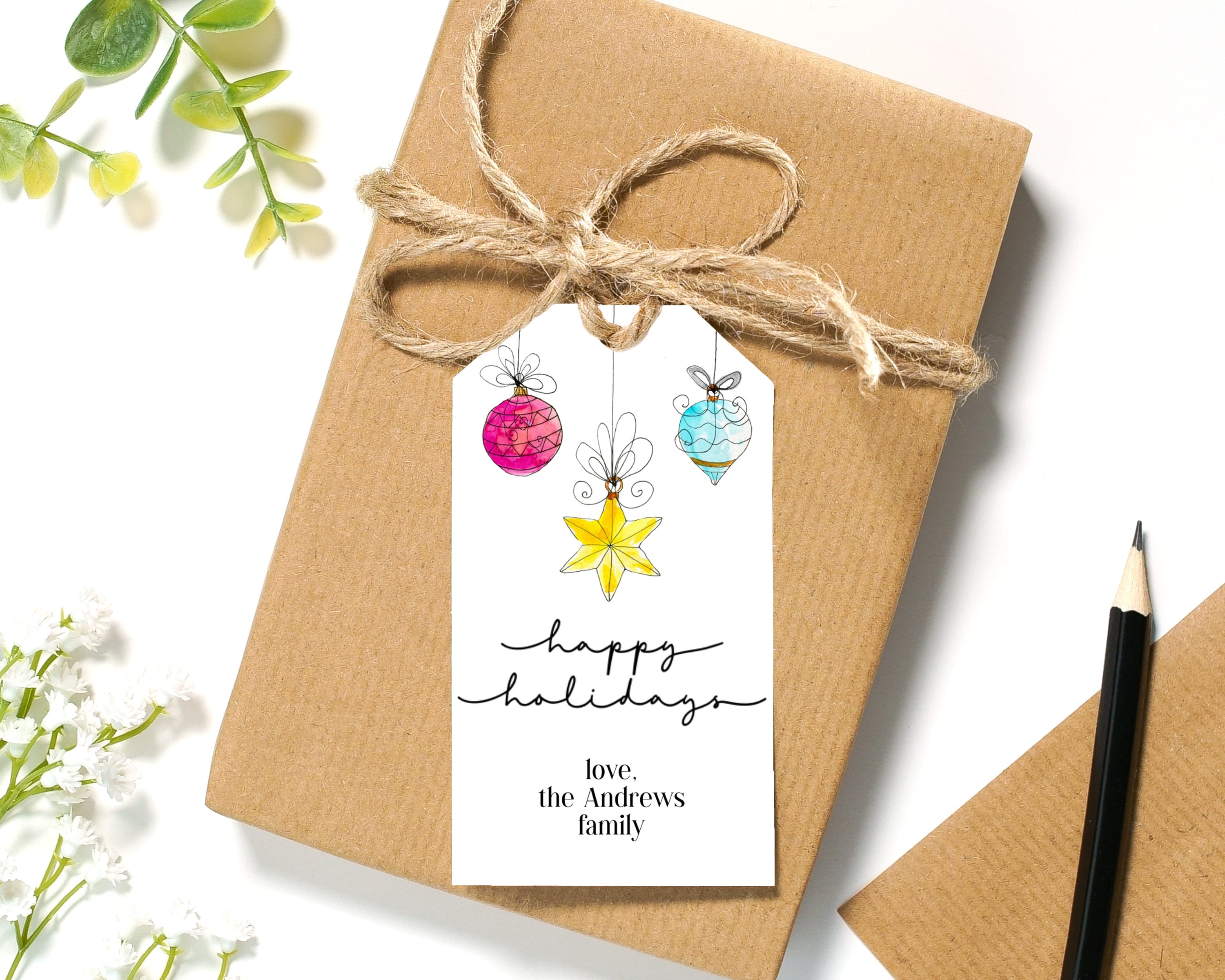 Instant Download Editable and Printable Christmas Gift Tag, Christmas ...