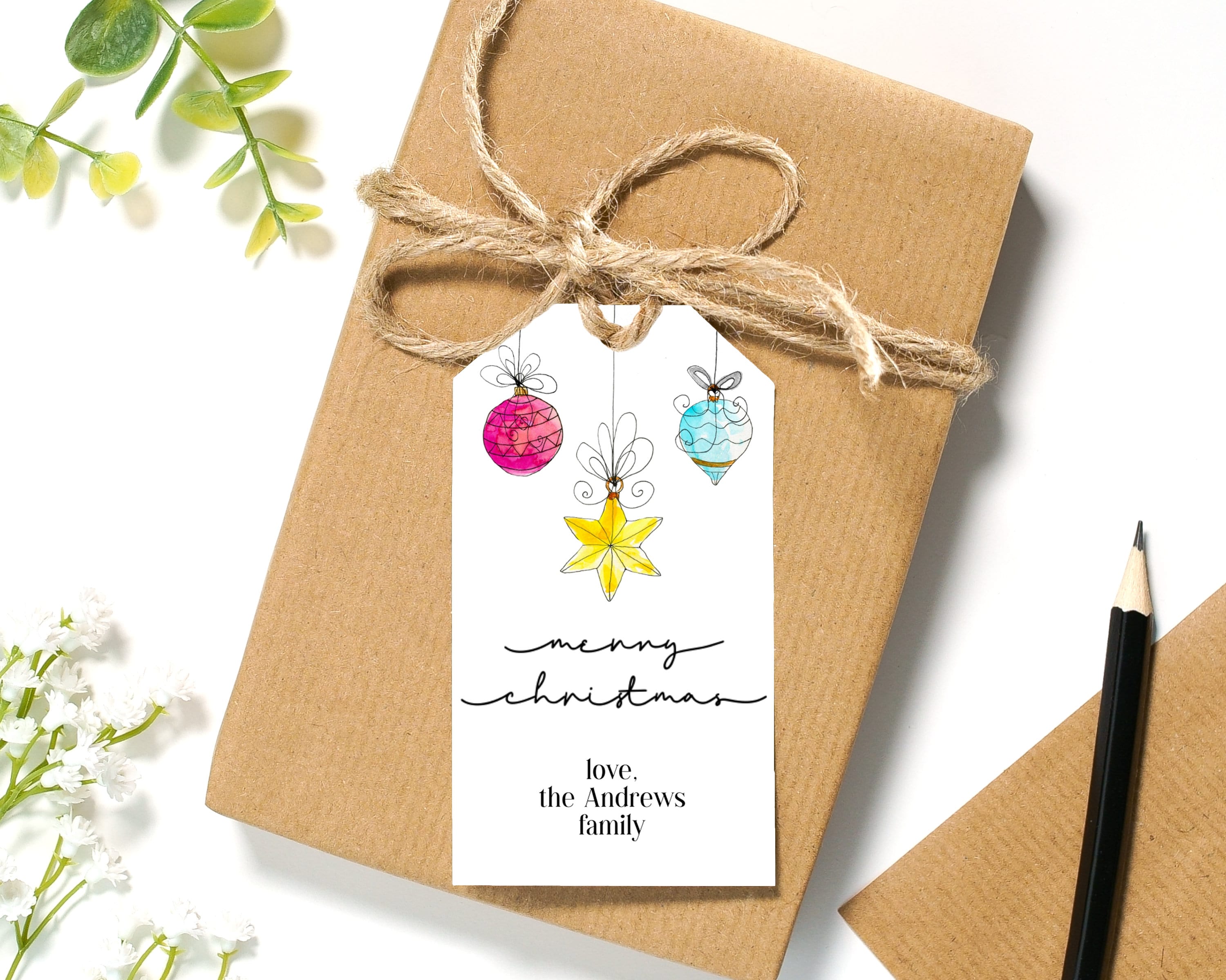 Instant Download Editable and Printable Christmas Gift Tag, Christmas ...