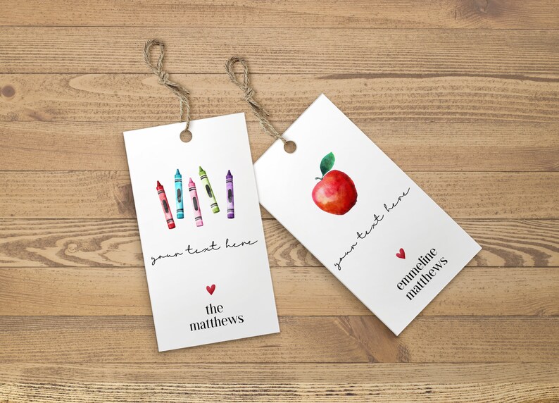 Instant Download Editable Apple Tag & Crayon Tag Templates for Teacher ...