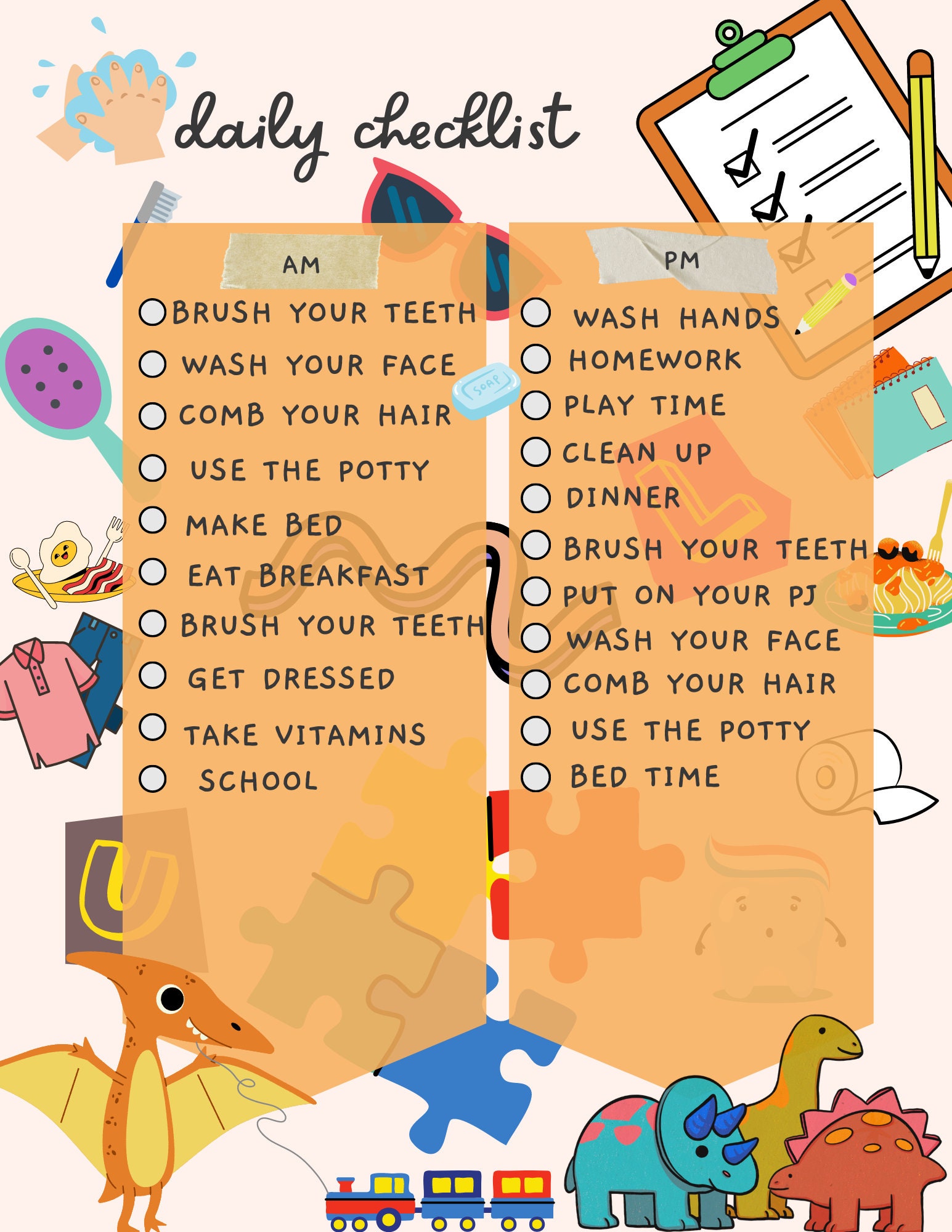 Chore Chart, Kids Daily Checklist, Responsibility Chart, Daily Routine ...