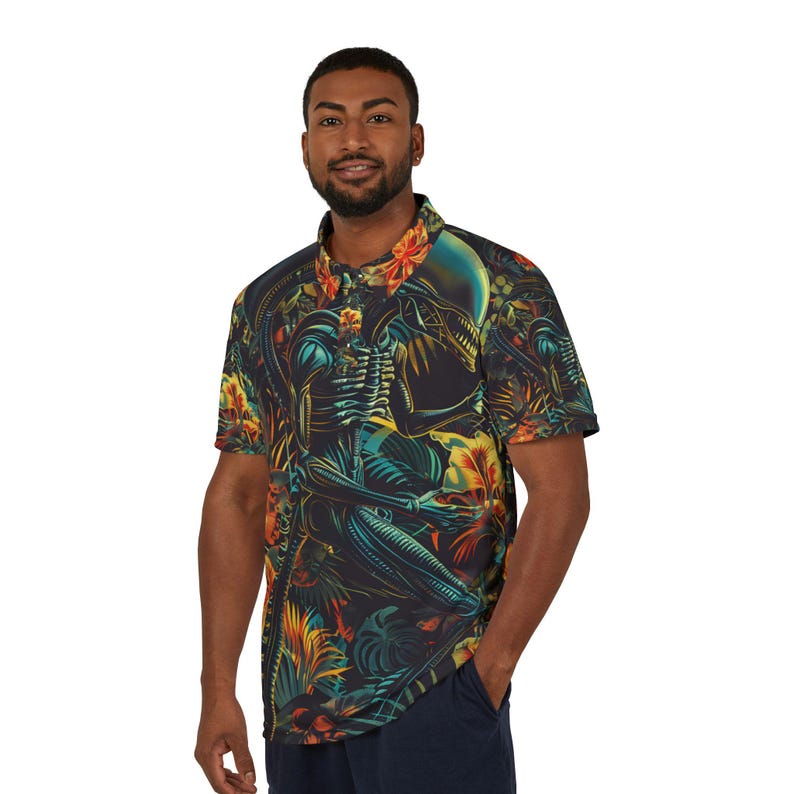 Aliens Xenomorph Fans Hawaiian Polo Shirt, Sci-fi Alien Lover Gift ...