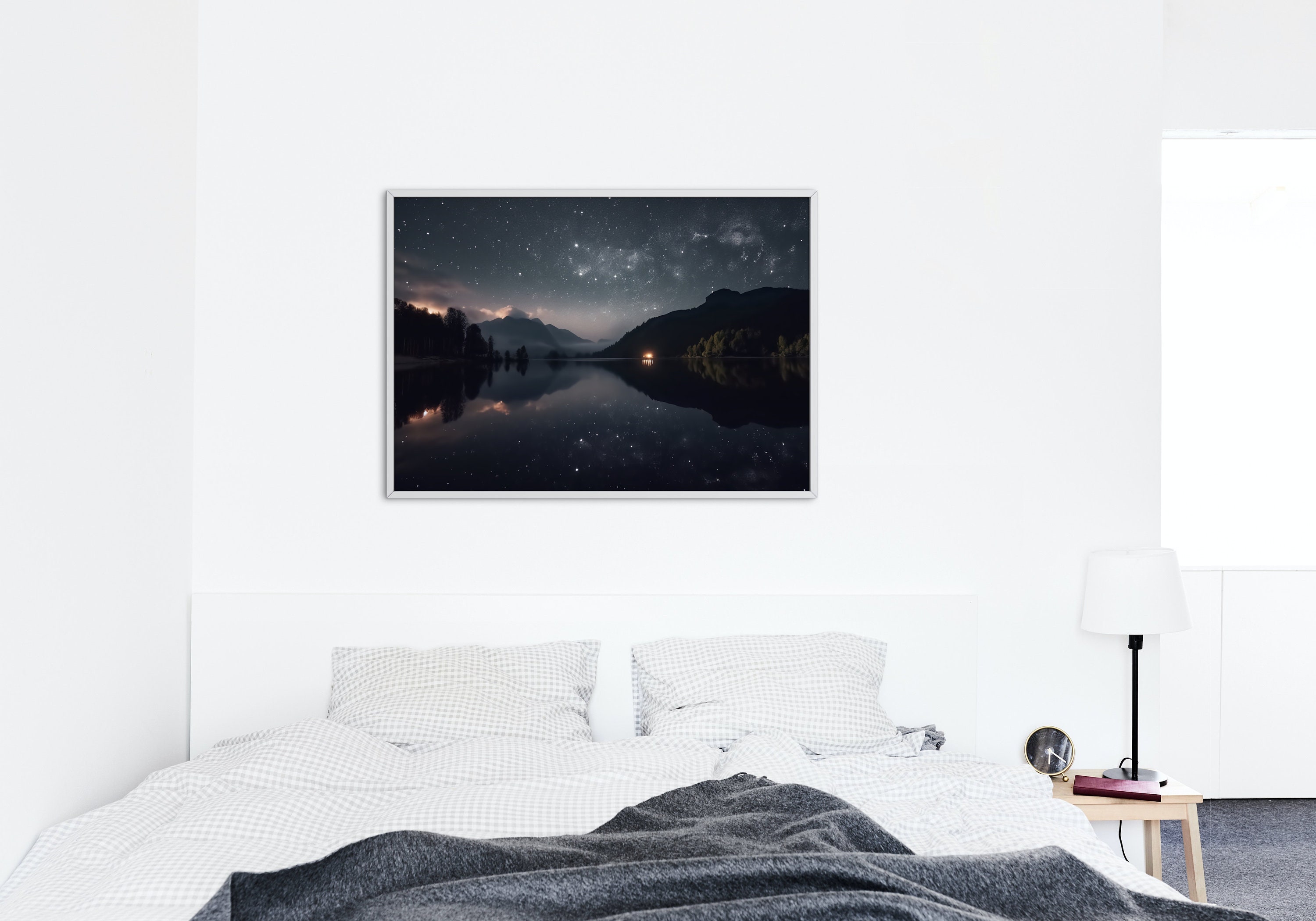 Starry Night: Ai-generated Digital Photo of a Serene Lakeside Scene - Etsy
