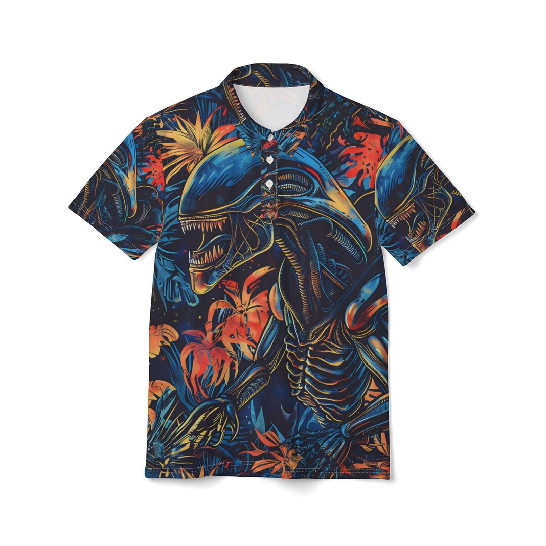 Xenomorph Aliens Lovers Hawaiian Polo Shirt, Sci-fi Unisex Top ...
