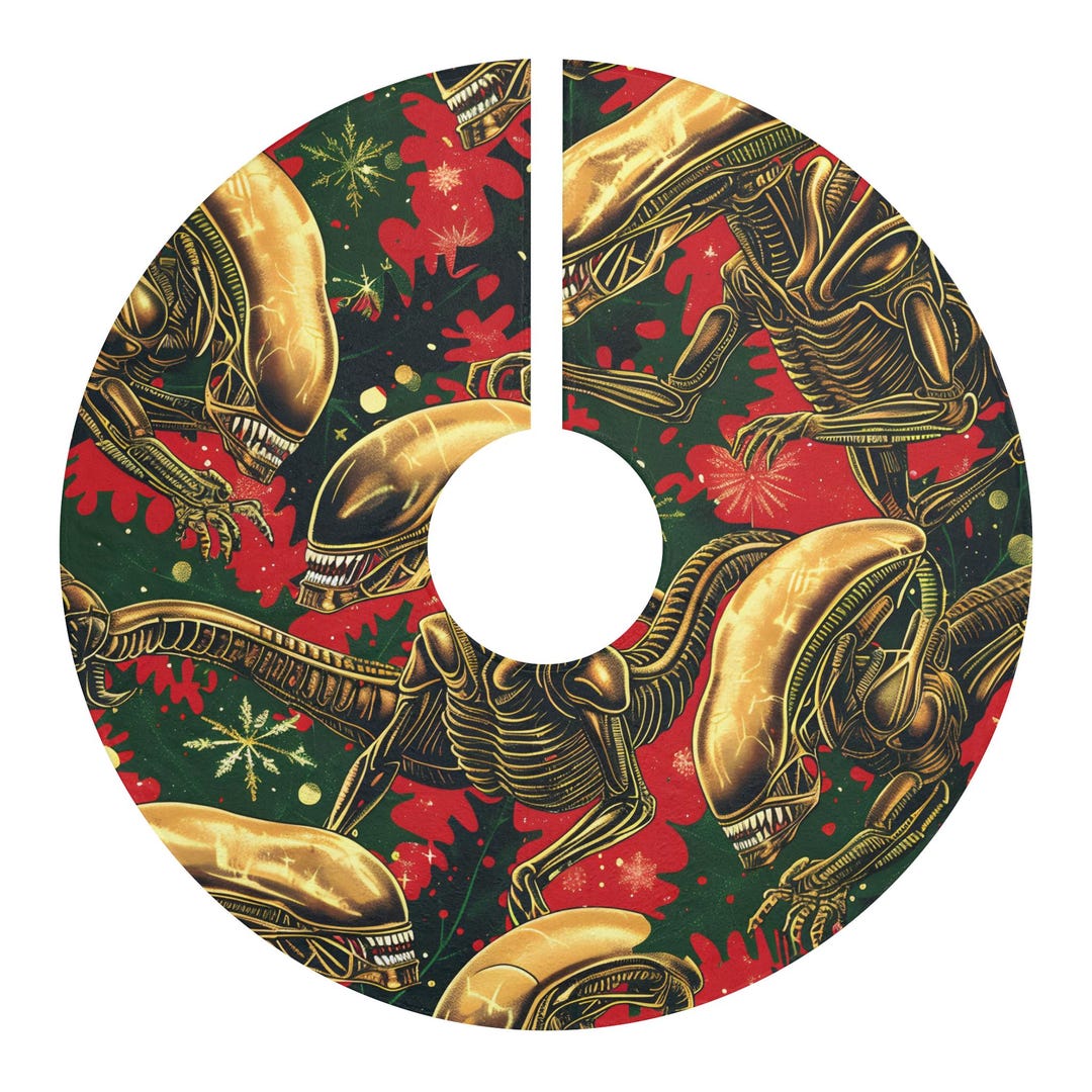 Alien Xenomorph Fans Christmas Skirt Sci-fi Holiday Tree Skirt ...