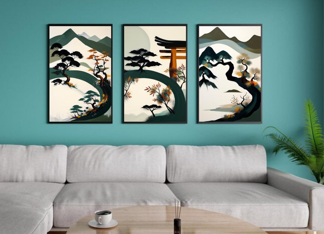 Japandi Nature Abstract Art Prints, Japanese Modern Wall Decor (digital ...