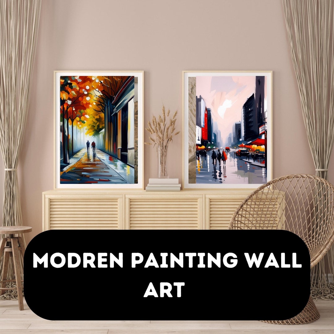 Modren Painting Wall Art Printable, Set of 2 Neutral Modern Wall Art ...