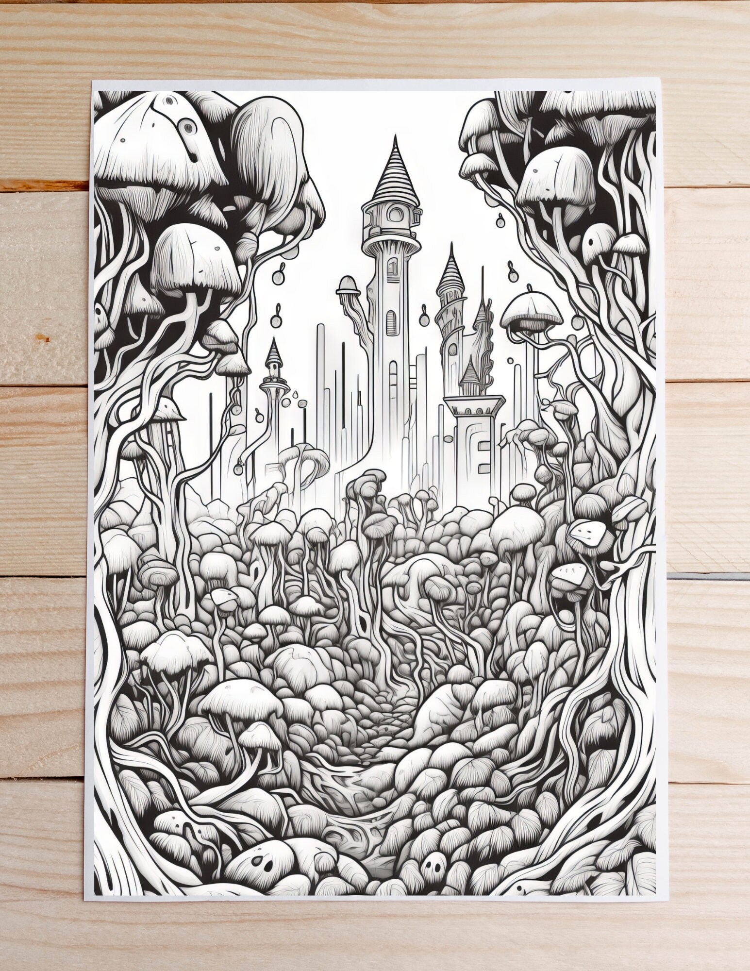Fantasy Forest Coloring Book – Mythical Creatures, DIY Art (digital ...