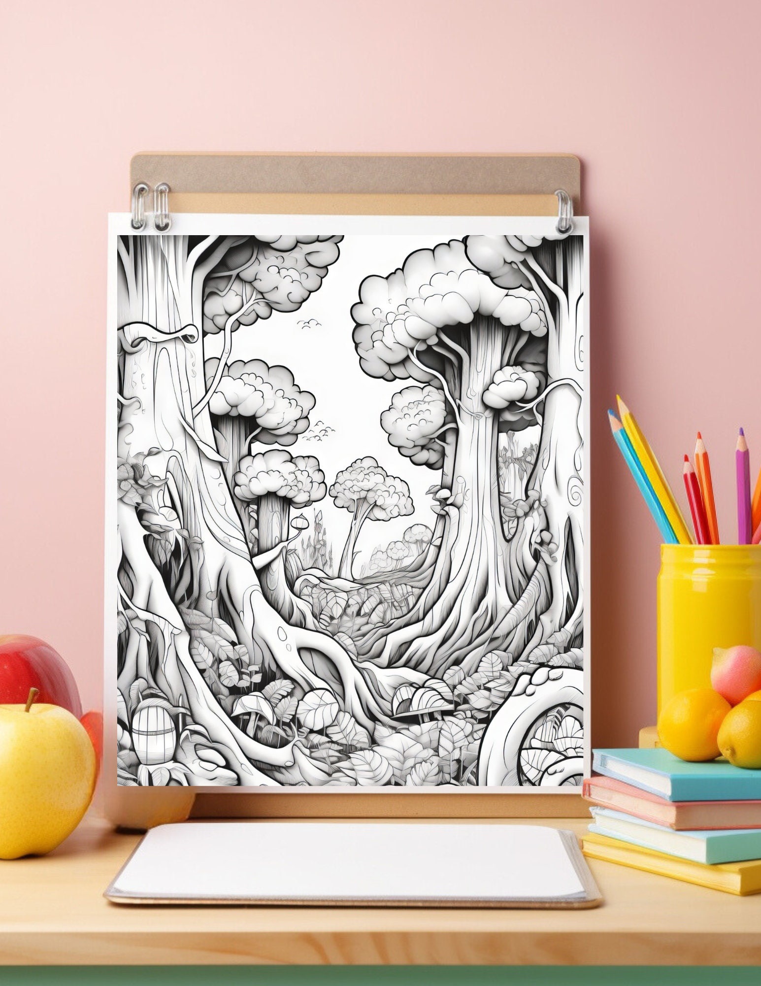 Fantasy Forest Coloring Book – Mythical Creatures, DIY Art (digital ...