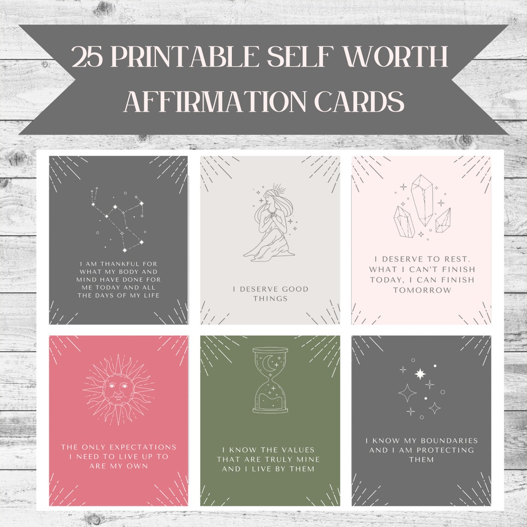 Empower Your Journey, 25 Digital Self Worth Affirmation Cards for Daily ...