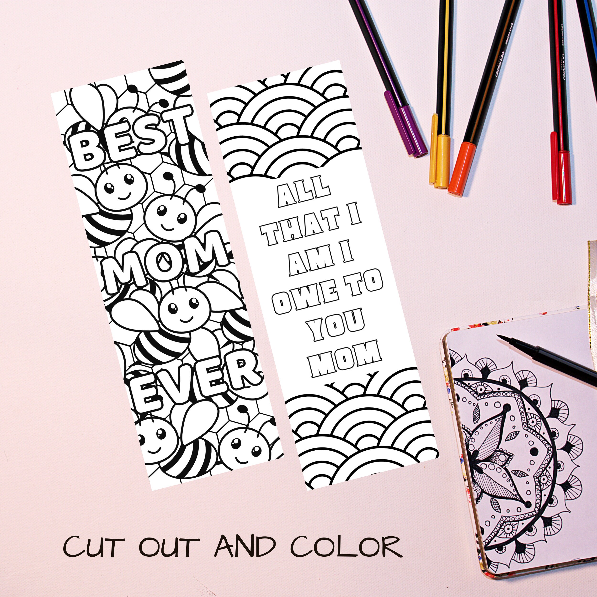 Mother's Day Coloring Bookmarks, DIY Gift From Kids (PDF & PNG) - Etsy