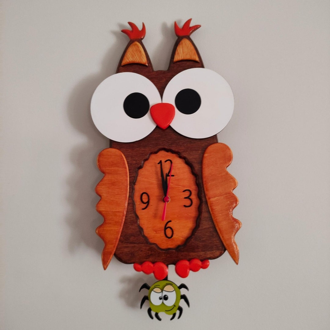 Personalized and Handcrafted Wood Wall Swinging Pendulum Owl Clock - Etsy
