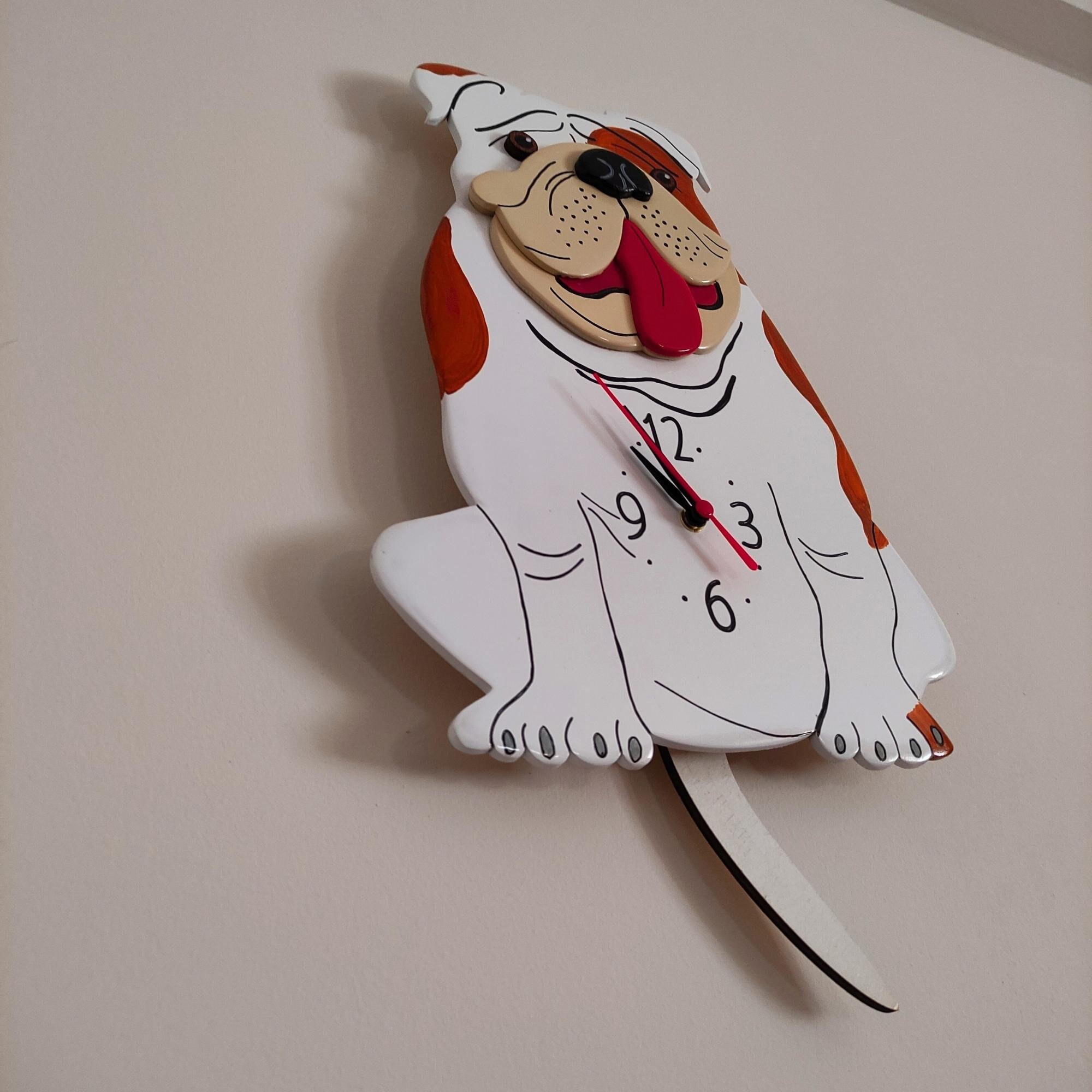 Personalized and Handcrafted Wood Wall Swinging Pendulum Bulldog Clock ...