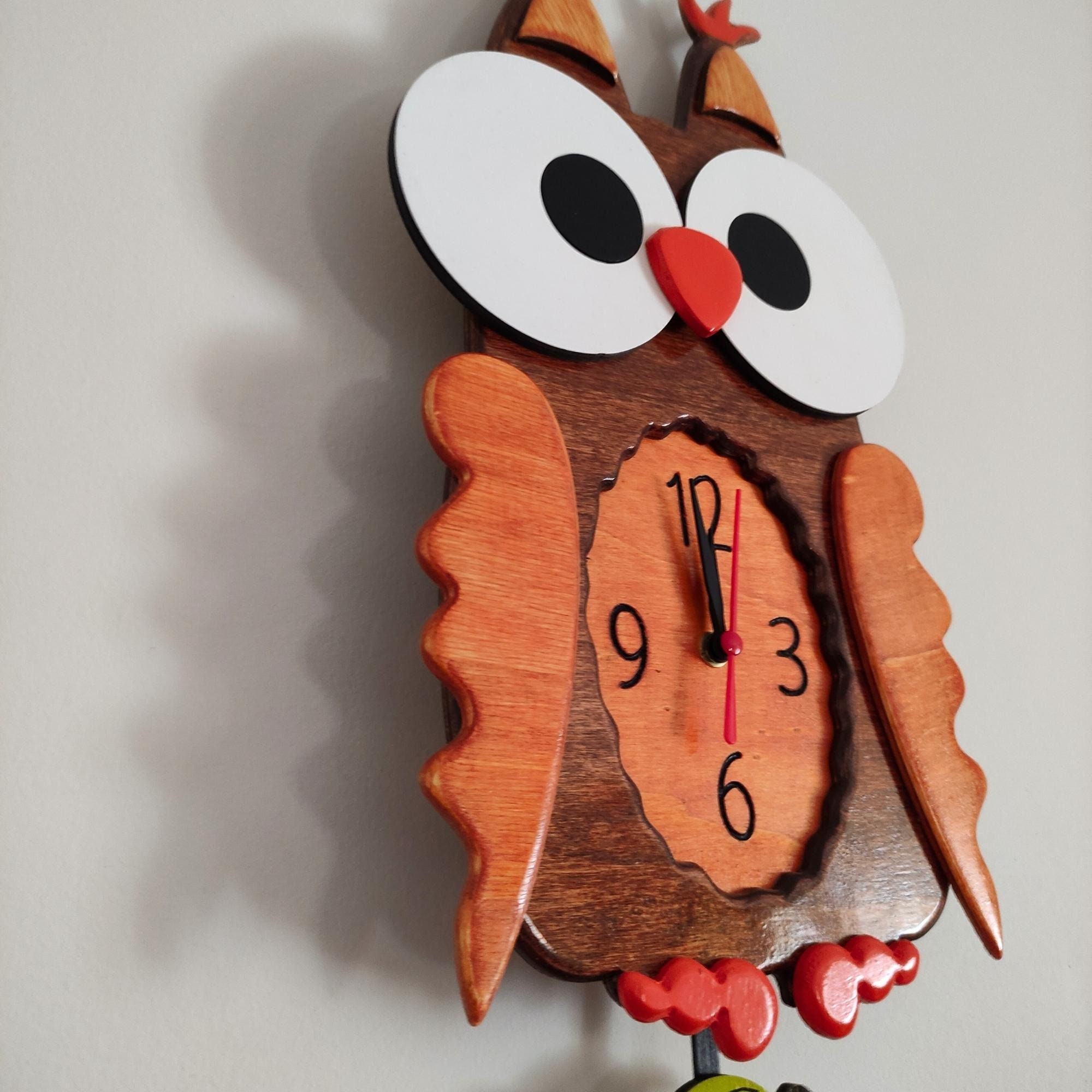 Personalized and Handcrafted Wood Wall Swinging Pendulum Owl Clock - Etsy