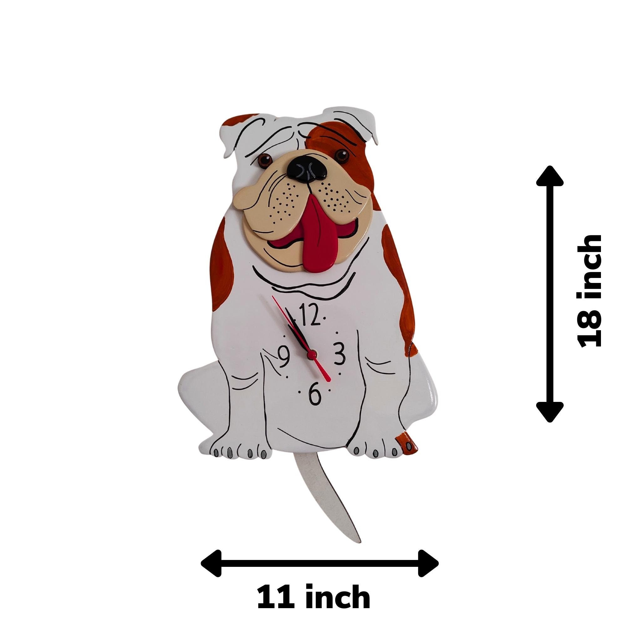 Personalized and Handcrafted Wood Wall Swinging Pendulum Bulldog Clock ...