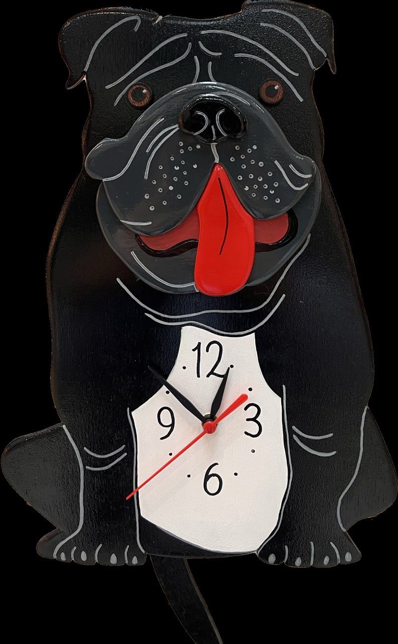 Personalized and Handcrafted Wood Wall Swinging Pendulum Bulldog Clock ...