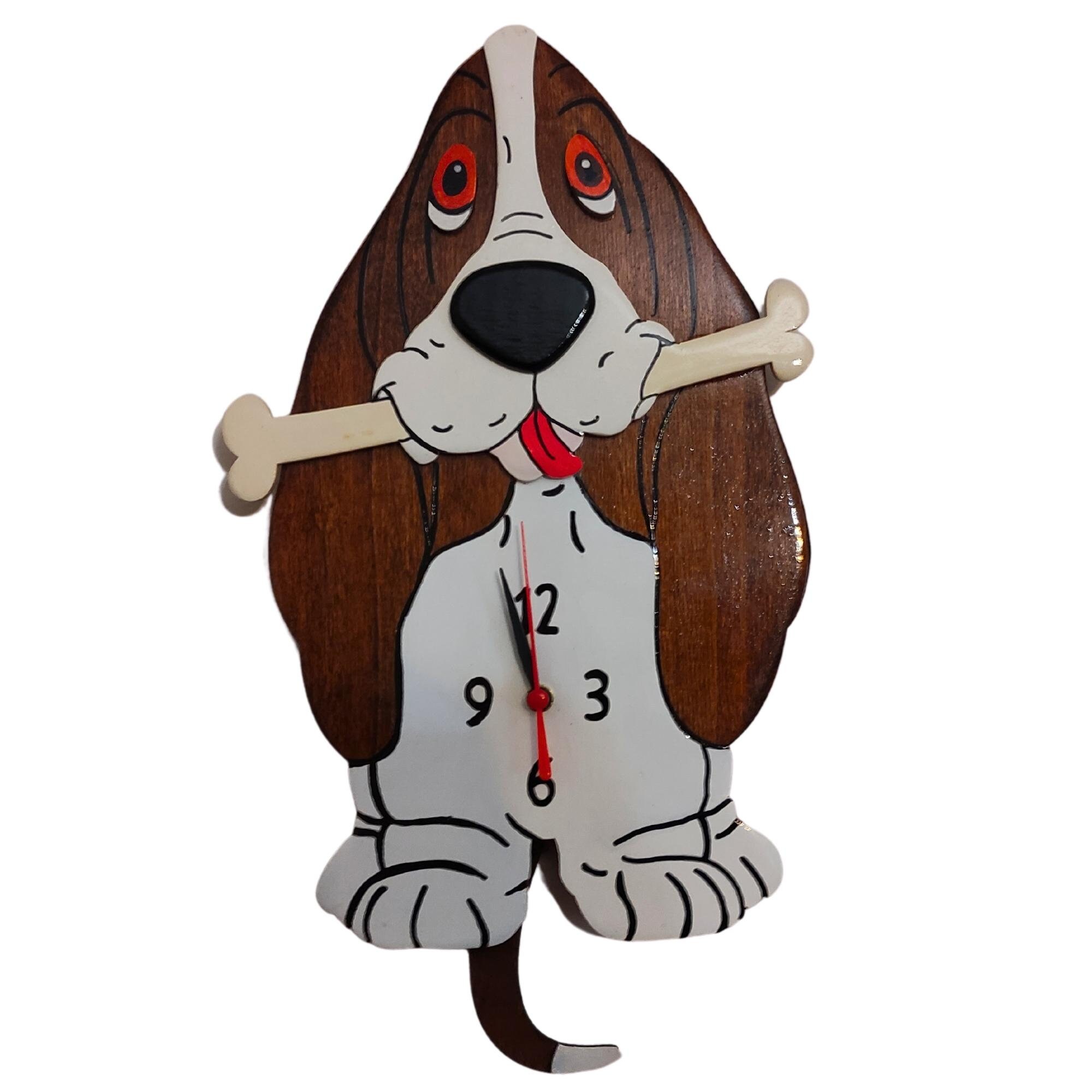 Personalized and Handcrafted Wood Wall Swinging Pendulum Dog Clock - Etsy