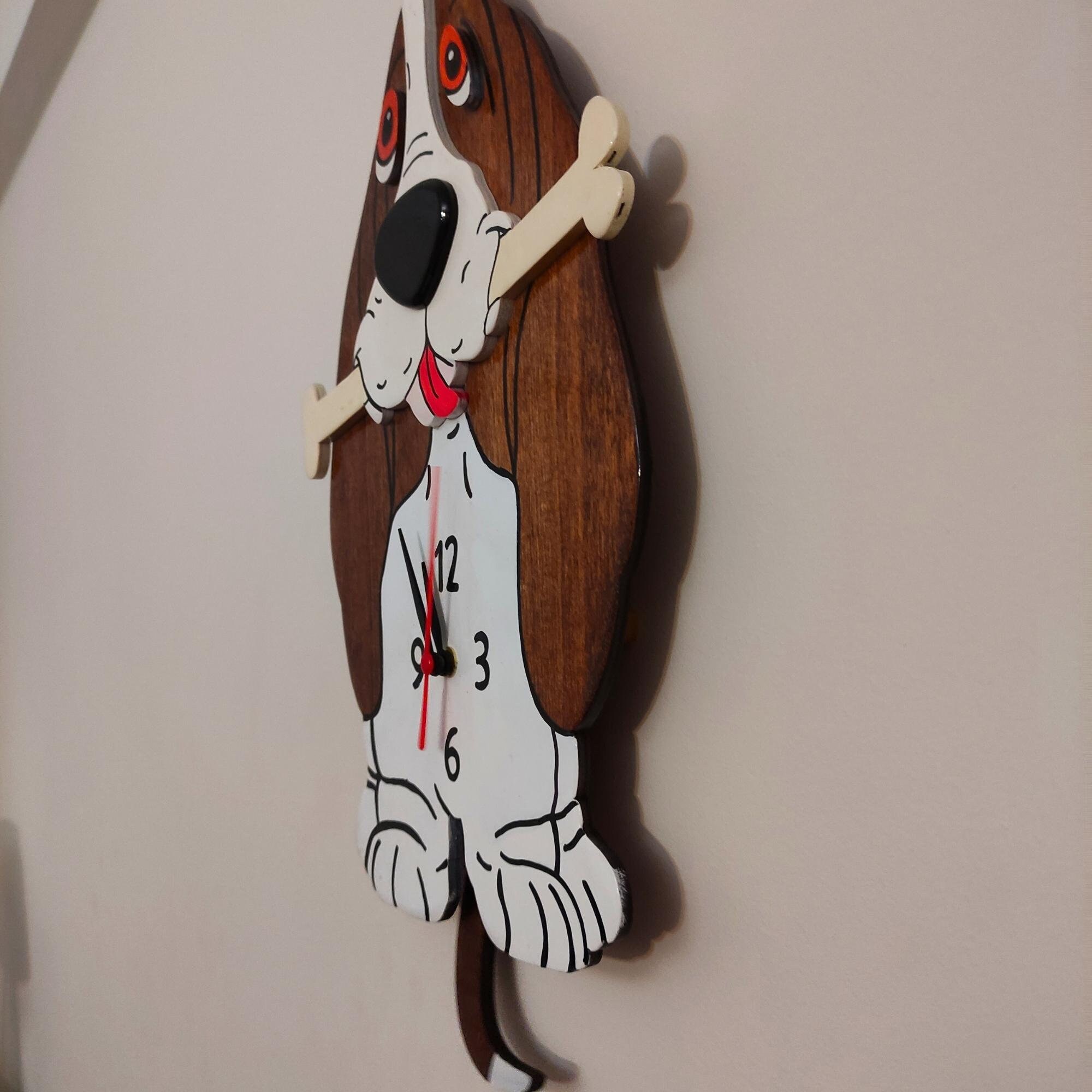 Personalized and Handcrafted Wood Wall Swinging Pendulum Dog Clock - Etsy