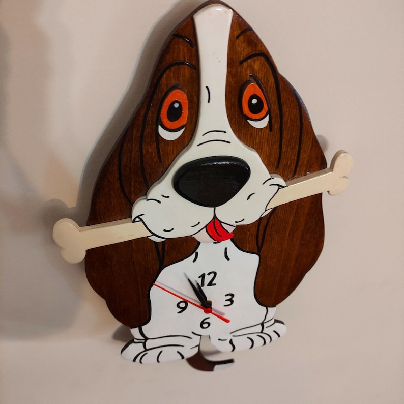 Personalized and Handcrafted Wood Wall Swinging Pendulum Dog Clock - Etsy