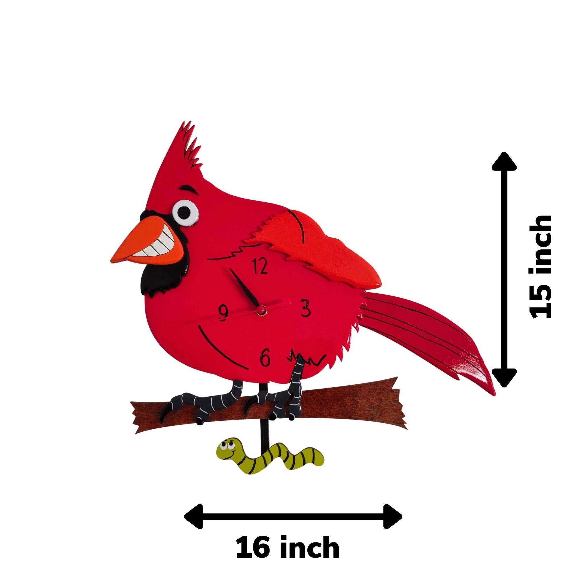 Personalized and Handcrafted Wood Wall Swinging Pendulum Cardinal Clock ...