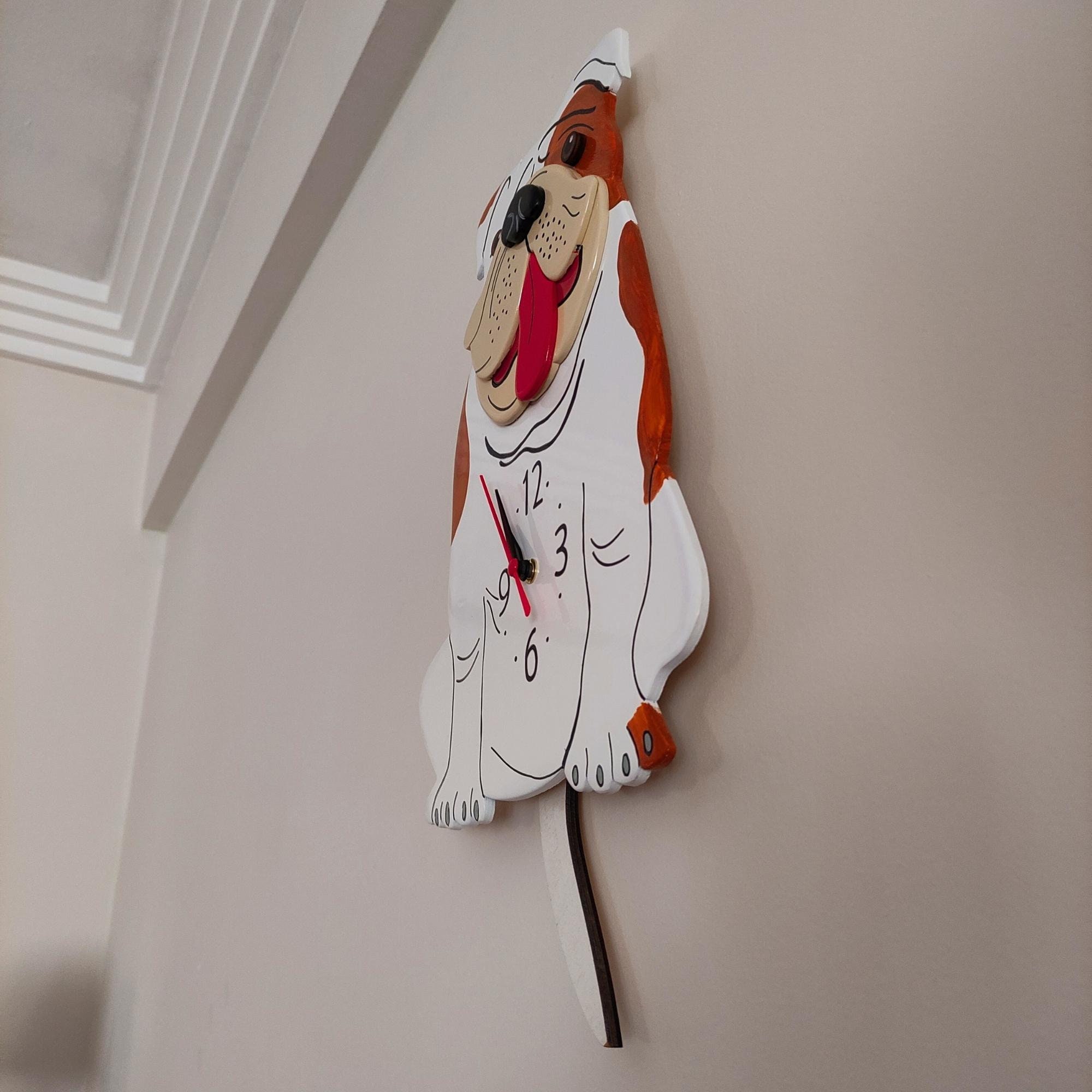 Personalized and Handcrafted Wood Wall Swinging Pendulum Bulldog Clock ...