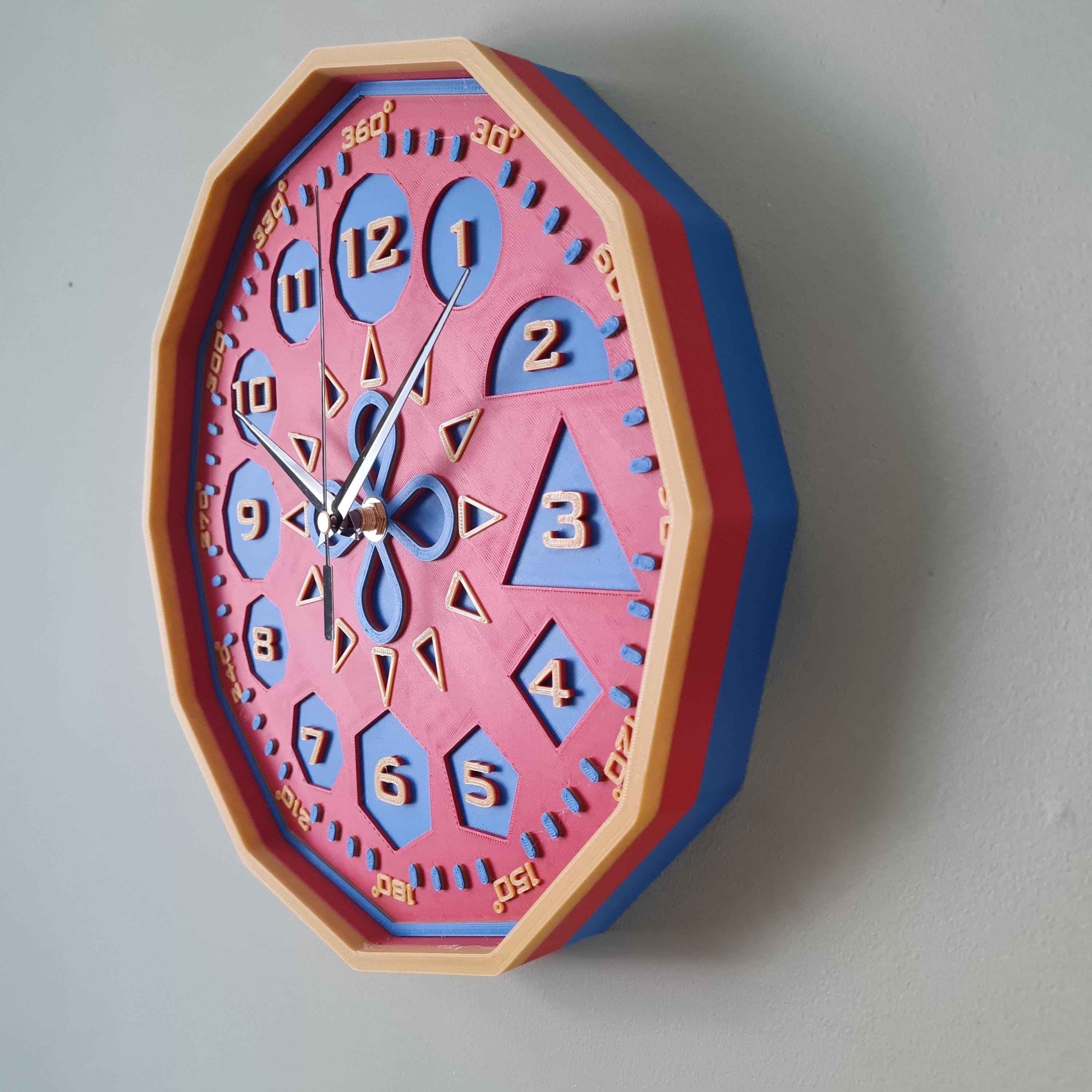 Dodecagon Geometry Wall Clock - Dodge Designs 3D Print - Etsy