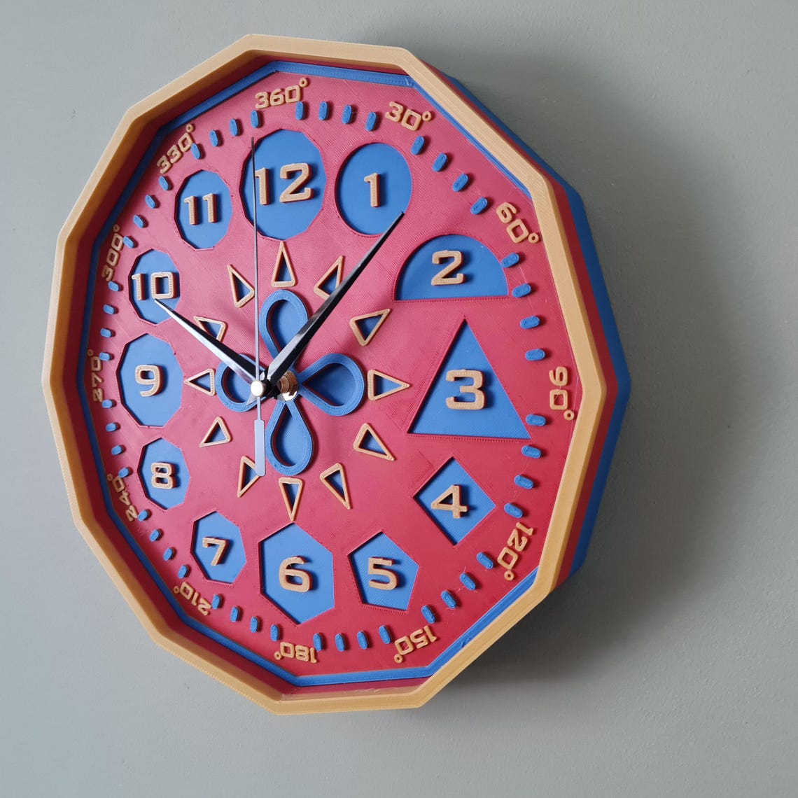 Dodecagon Geometry Wall Clock - Dodge Designs 3D Print - Etsy