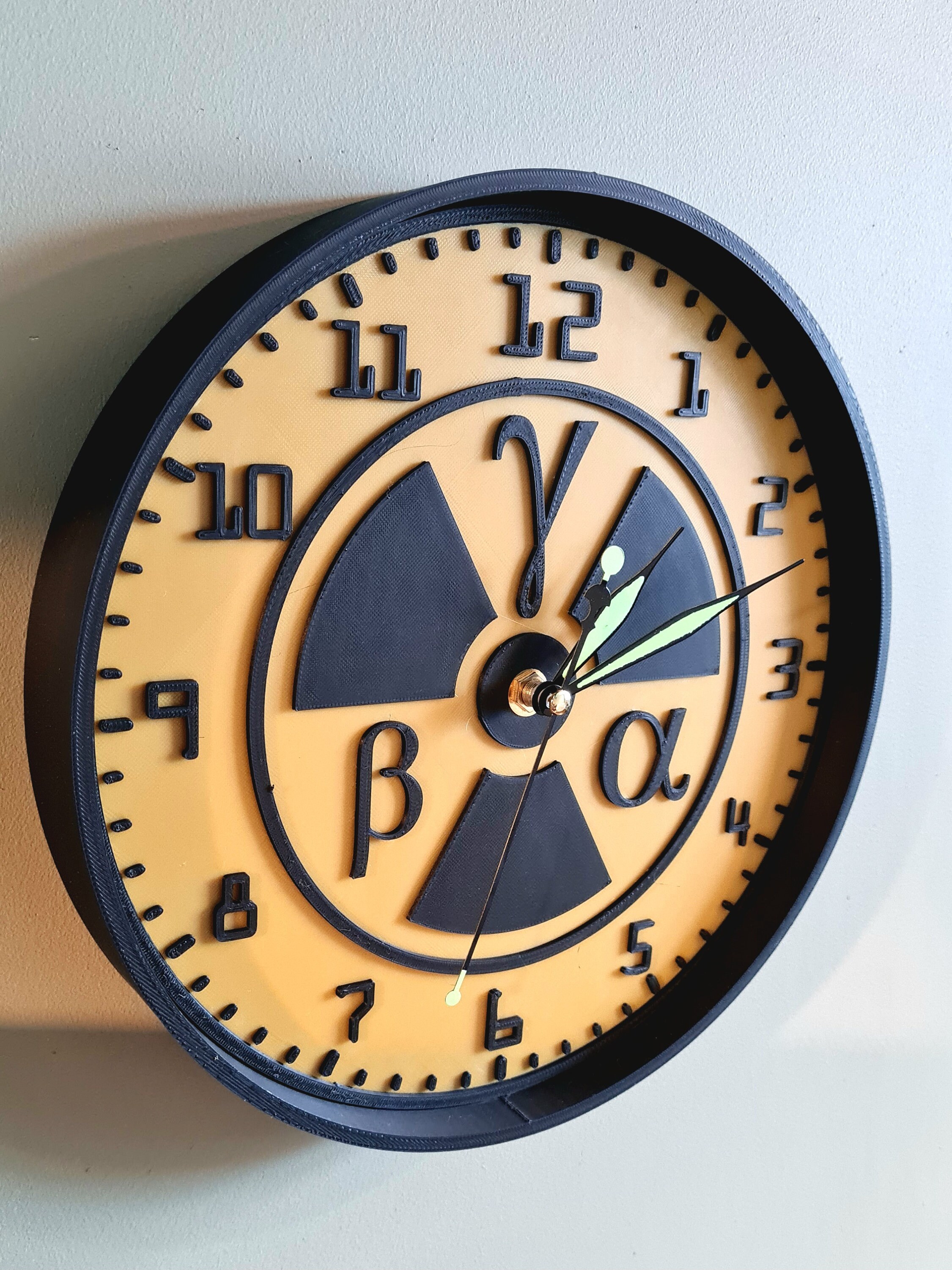 Radiation Symbol Wall Clock - Alpha, Beta, Gamma - Dodge Designs 3D ...