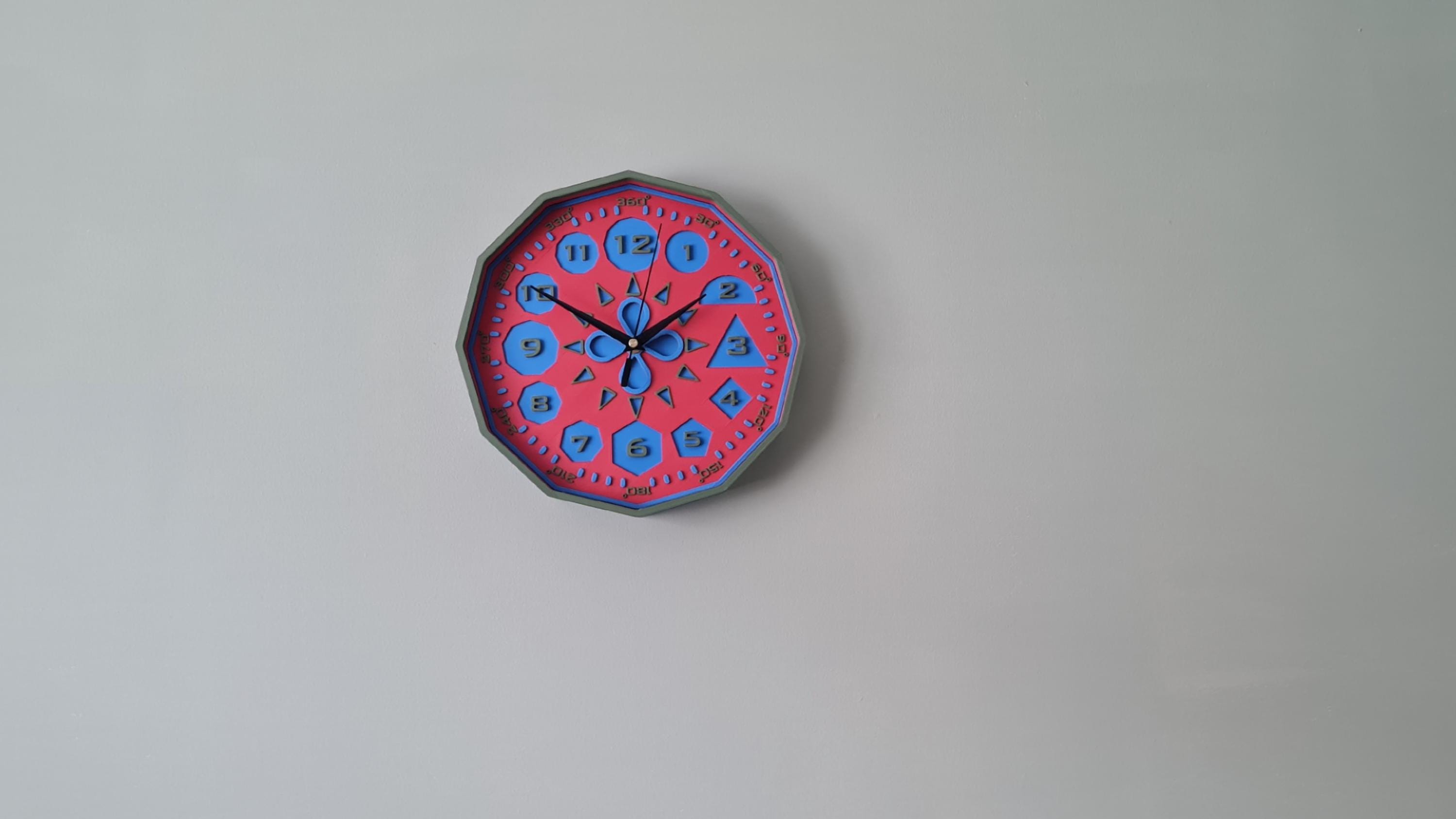 Dodecagon Geometry Wall Clock - Dodge Designs 3D Print - Etsy